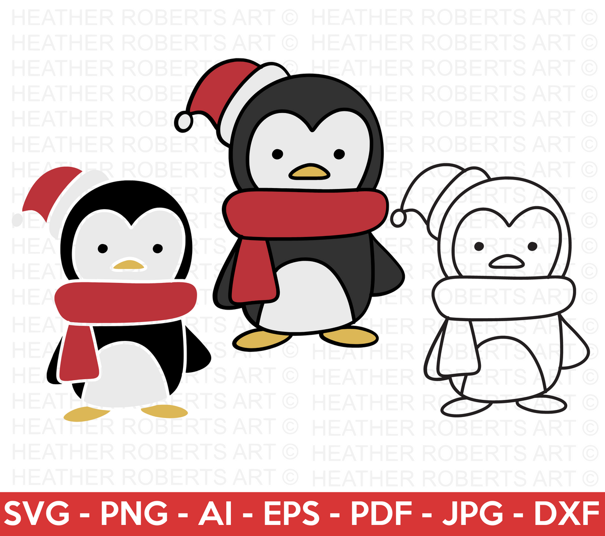 Christmas Penguins SVG Bundle – Heather Roberts Art