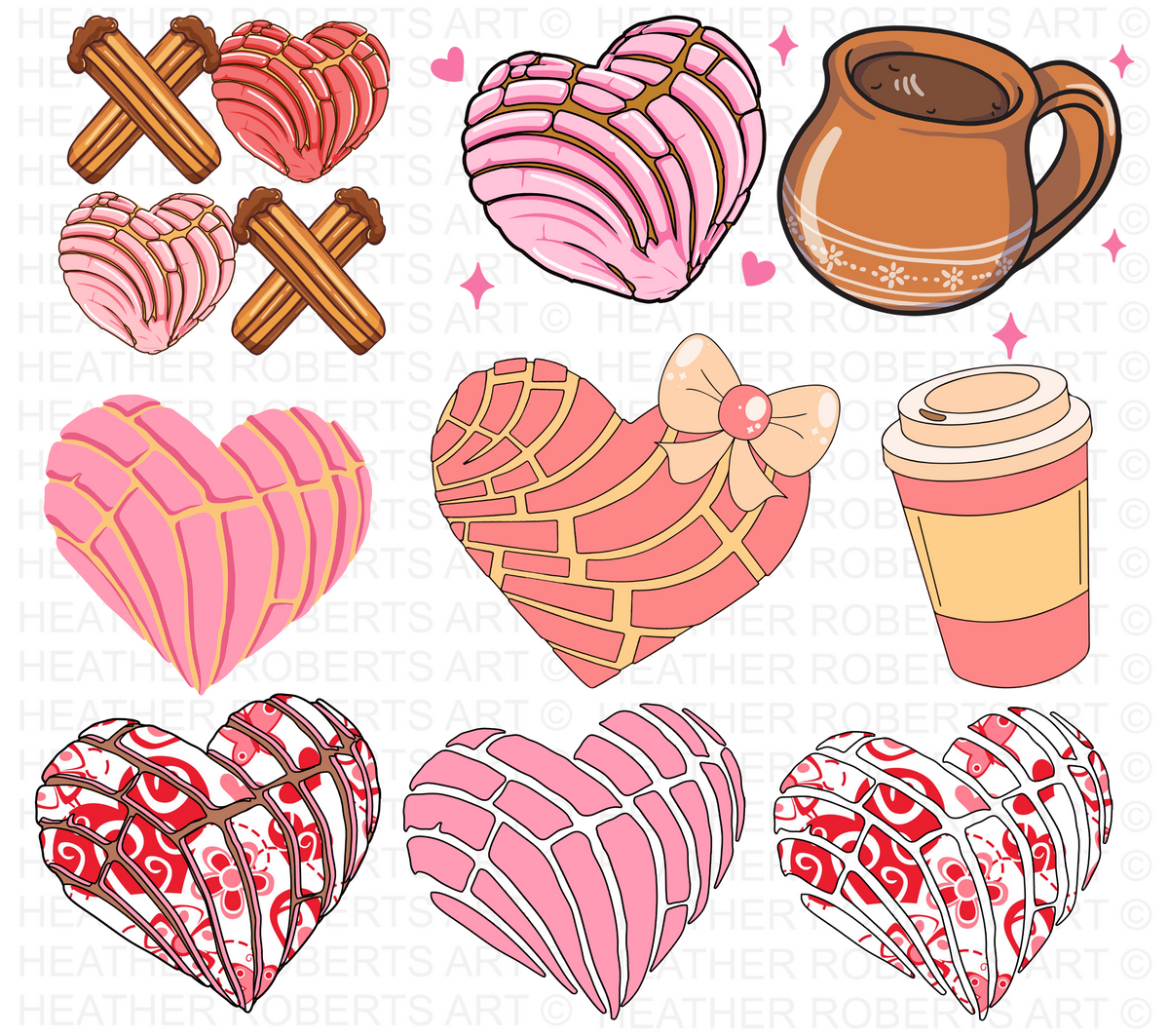 Concha Valentine Clipart Set – Heather Roberts Art