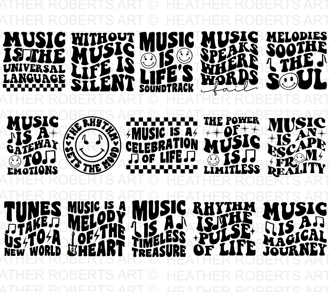 Retro Music Svg Bundle – Heather Roberts Art
