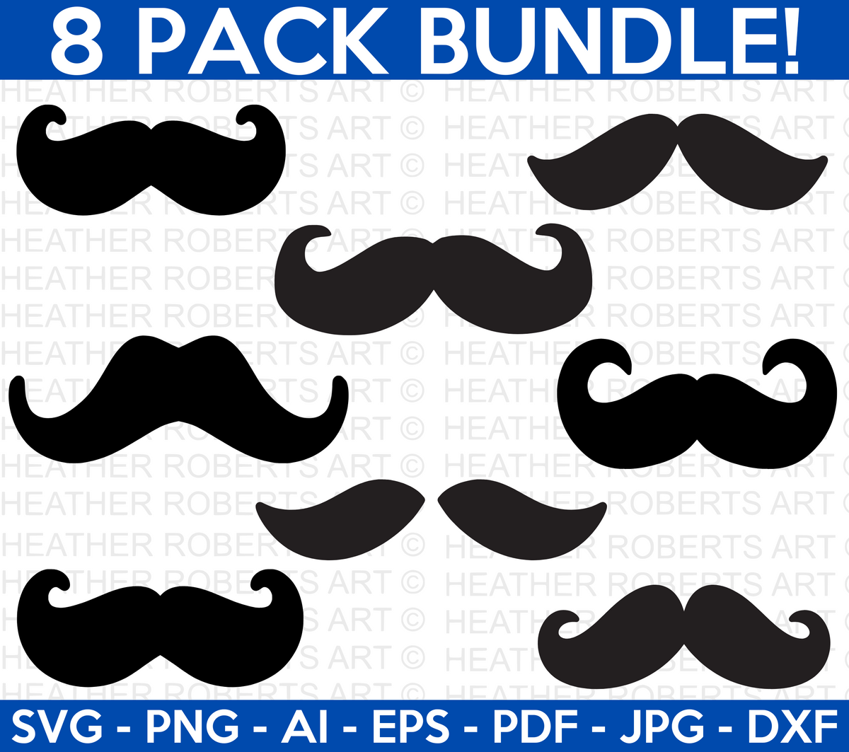 Mustache SVG Bundle – Heather Roberts Art
