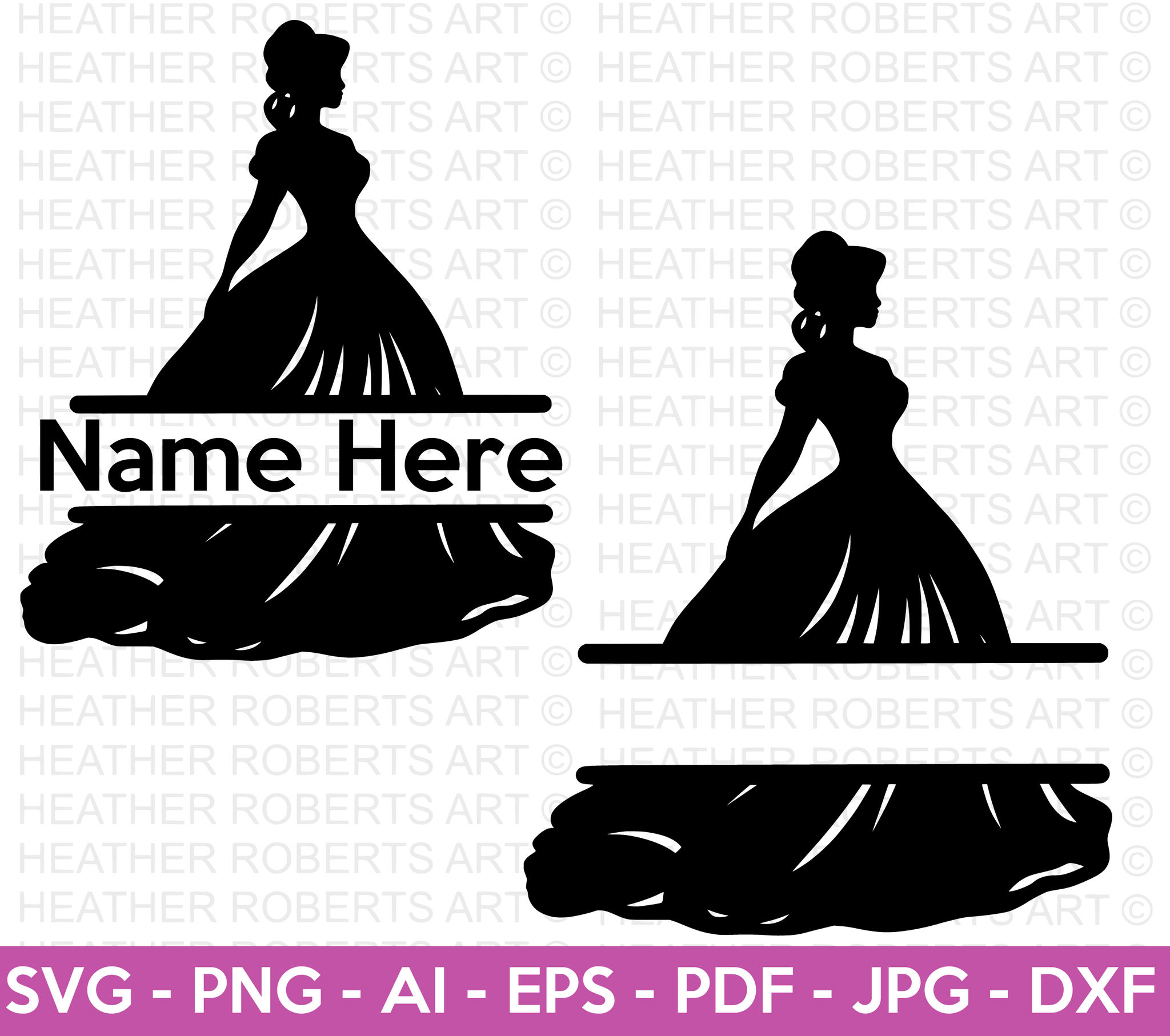 Princess Split Monogram SVG – Heather Roberts Art